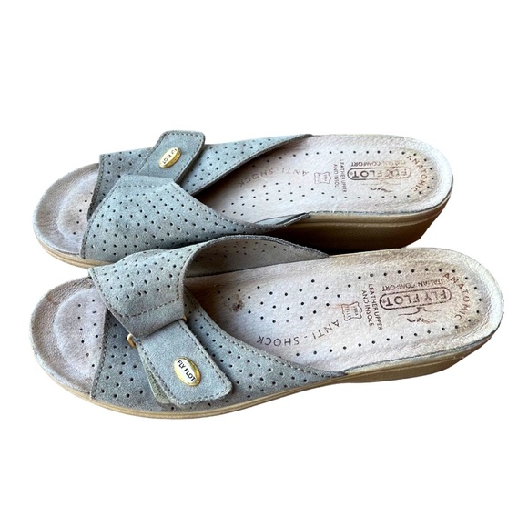 Fly Flot | Shoes | Fly Flot Sage Green Leather Comfort Anatomic Slip On ...